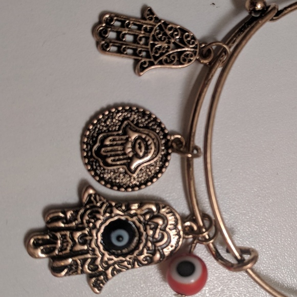 Jewelry | Hamsa Bracelet Gold Oxodized With Red Evil Eye | Poshmark